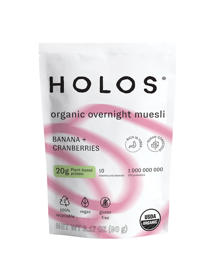 Banana + Cranberries | Organic Protein Overnight Oats | HOLOS