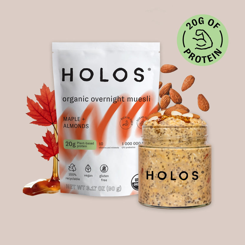Maple + Almonds | Organic Protein Overnight Oats | HOLOS